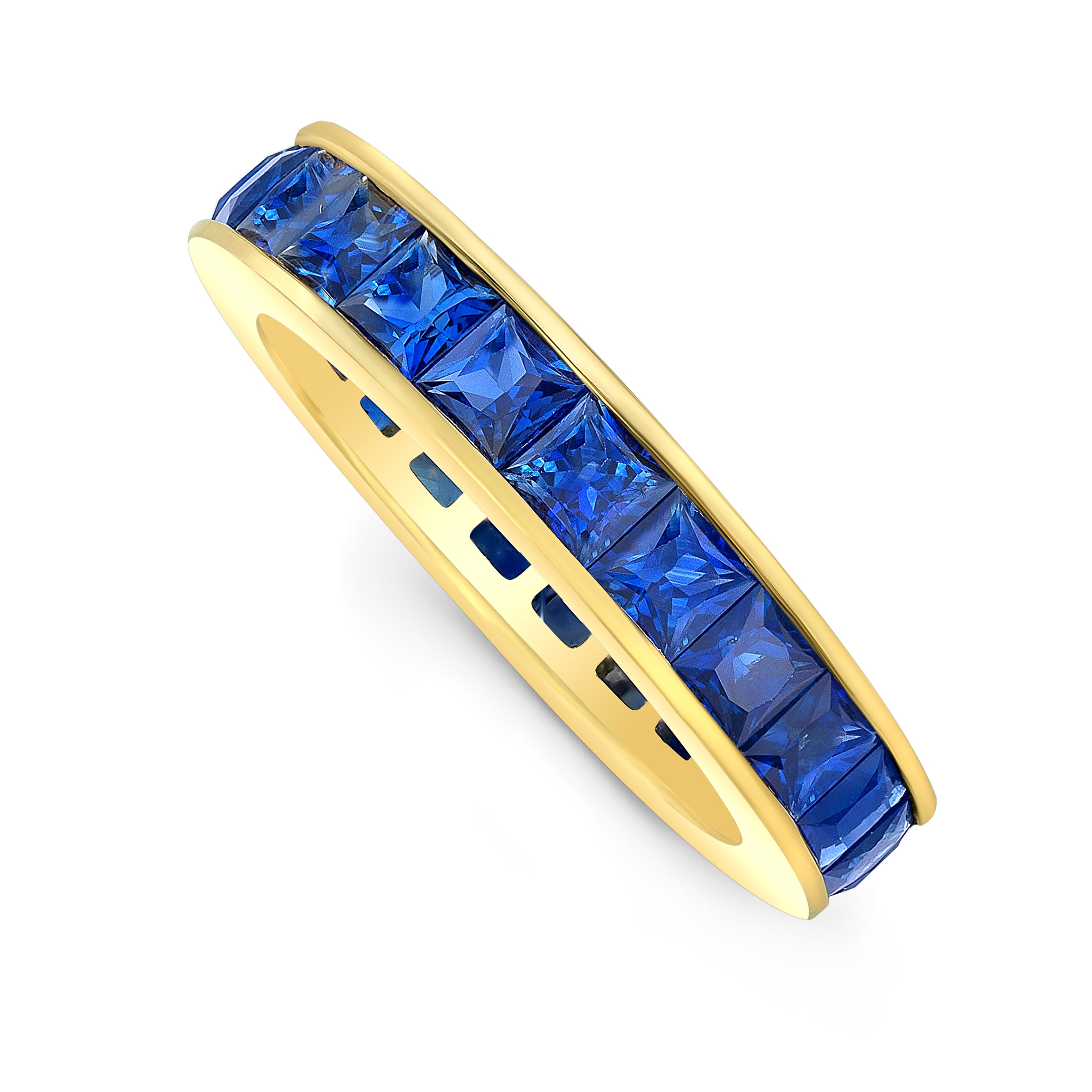 Square-Cut Sapphire Eternity Ring 4 / 18kt yellow gold | bespoke fine ...